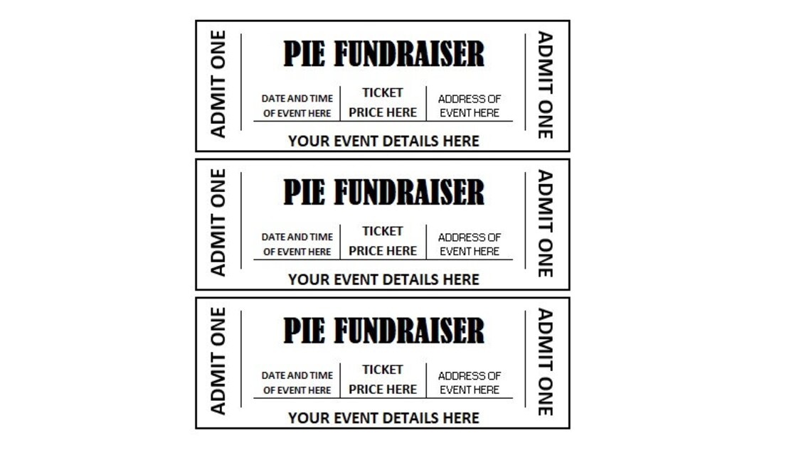 Editable Pie Fundraiser, Food Ticket Printables, Editable Pie Ticket ...
