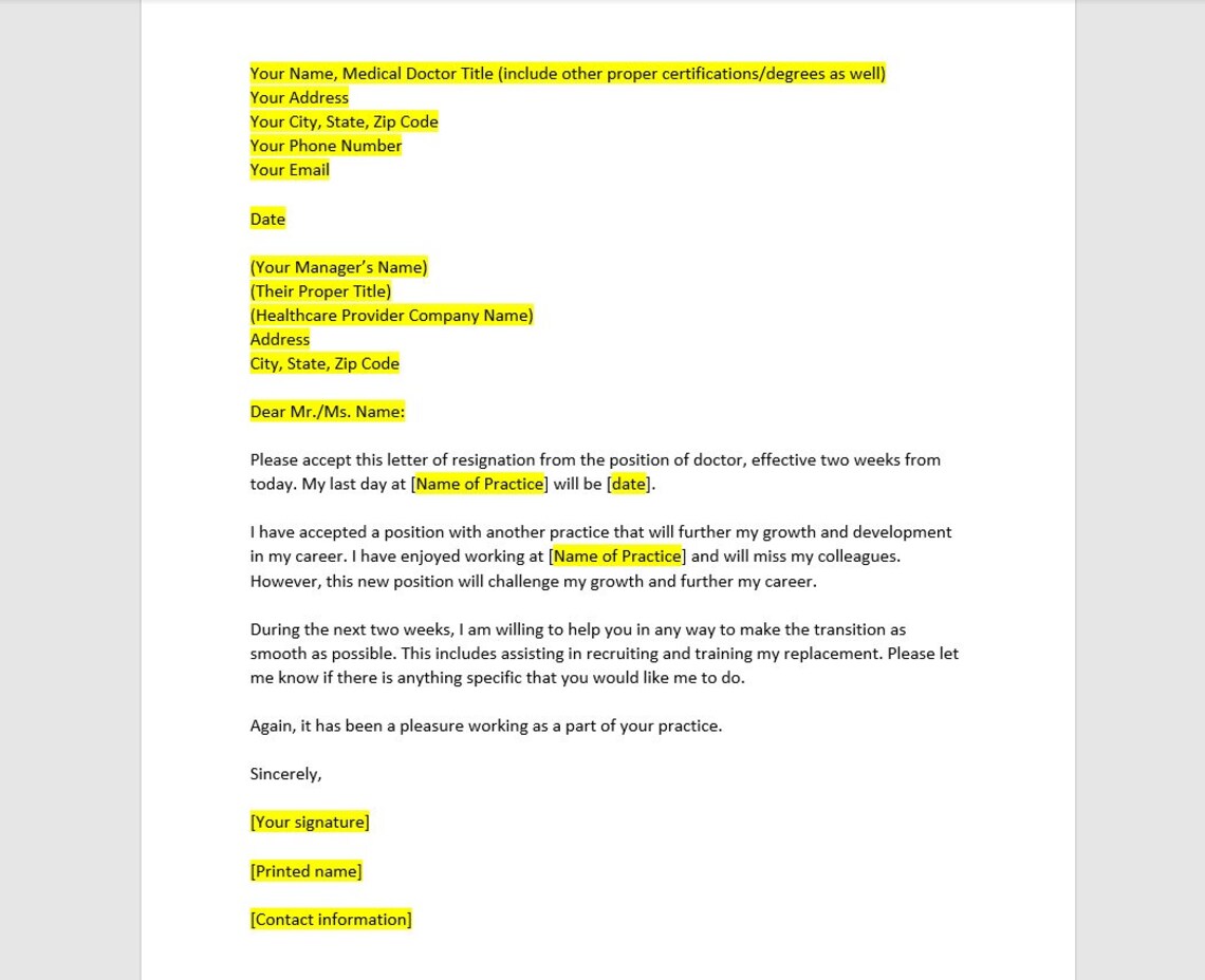 Doctor Resignation, Doctor Resignation Letter, Doctor Letter, Doctor ...