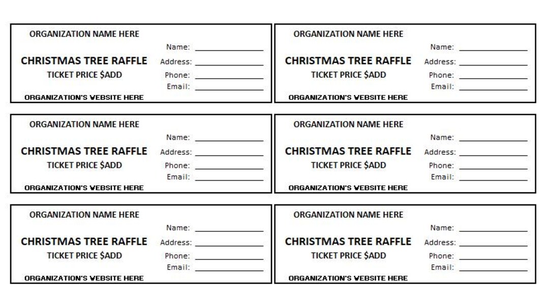 Editable Christmas Tree Raffle Raffle Ticket, Christmas Tree Raffle ...
