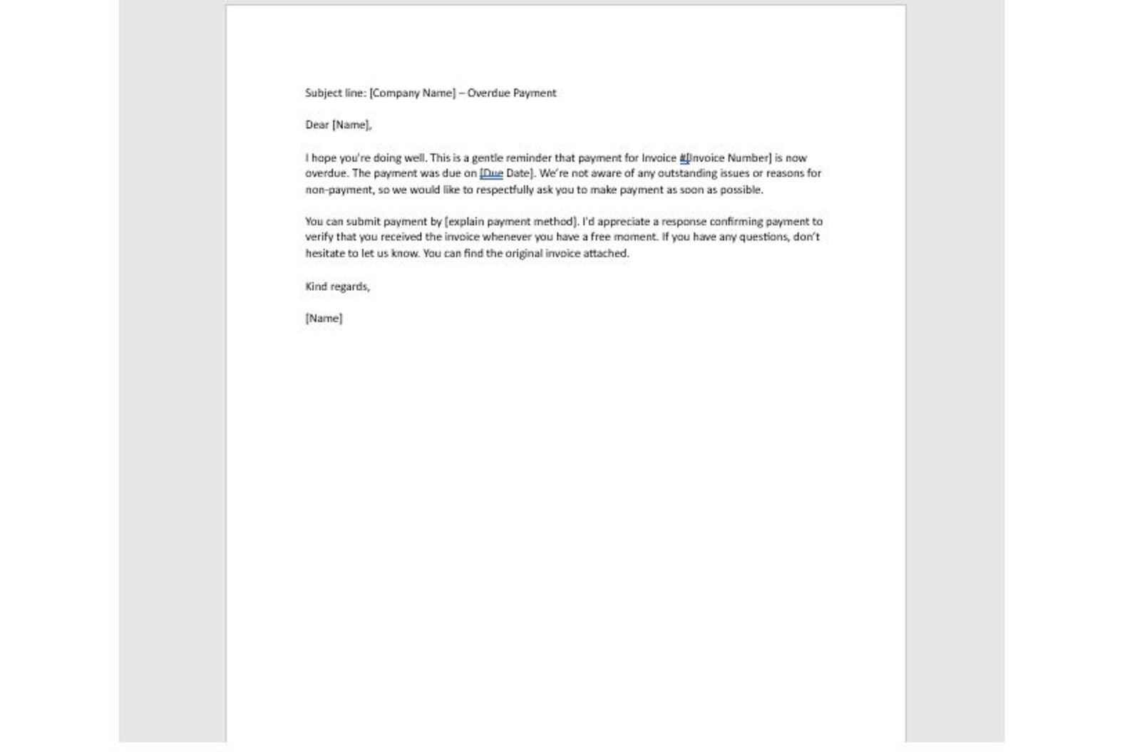 Editable Overdue Payment Email Template Overdue Payment - Etsy