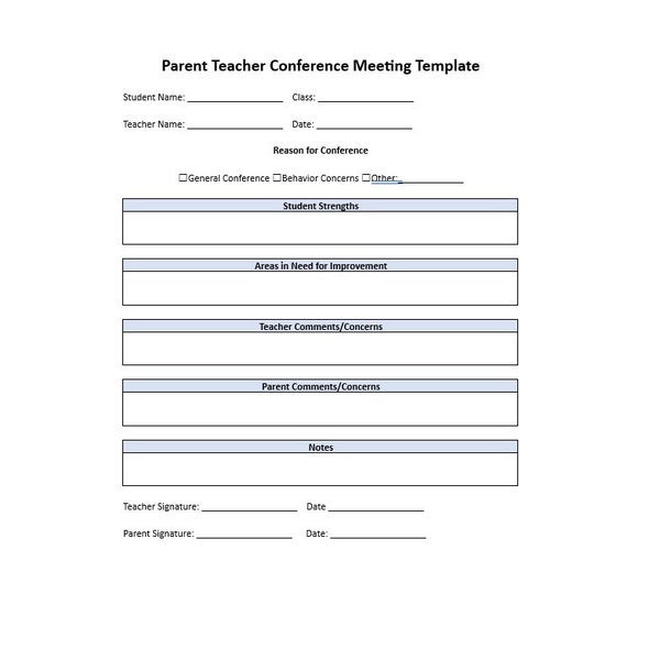 Parent Teacher Conference Template - Etsy