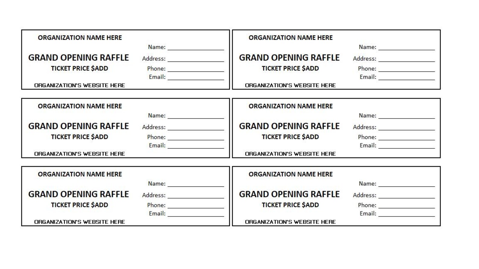 Editable Grand Opening Raffle Ticket, Grand Opening Raffle, Enter to ...