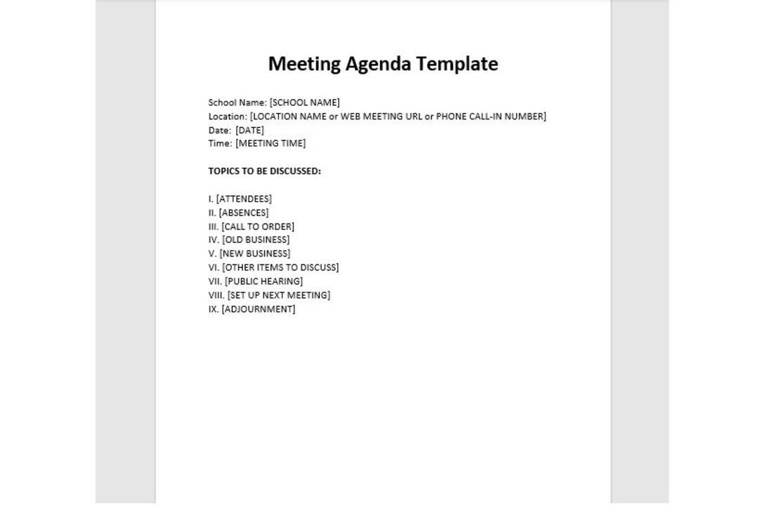 Editable School Meeting Minutes Template, Meeting Agenda, School ...