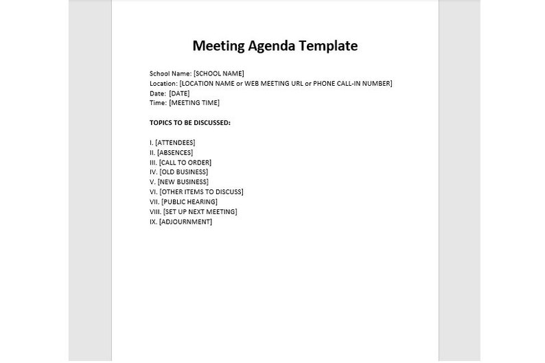 Editable School Meeting Minutes Template, Meeting Agenda, School ...
