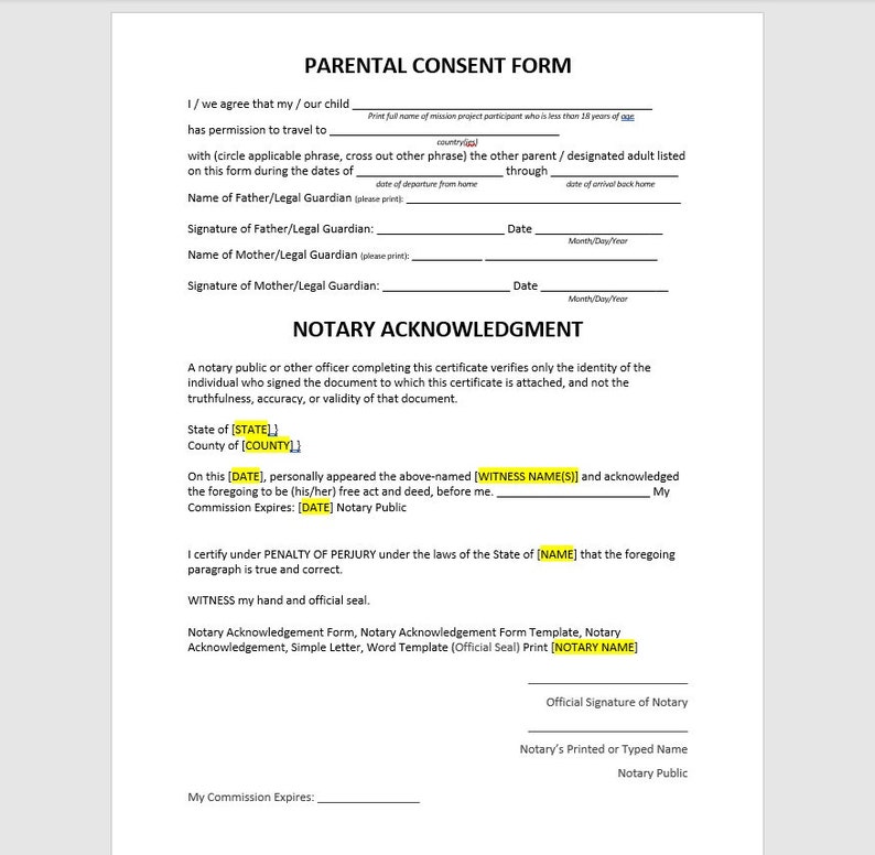Parental Consent Form Template, Parental Consent Form, Permission to ...