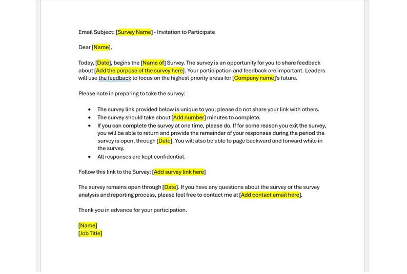 Survey Invite Letter Email Template, Invitation Email, Survey ...