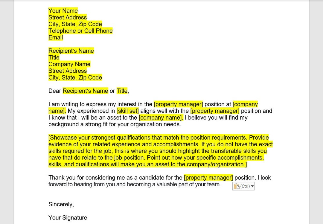 Property Manager Cover Letter, Simple Cover Letter, Cover Letter ...