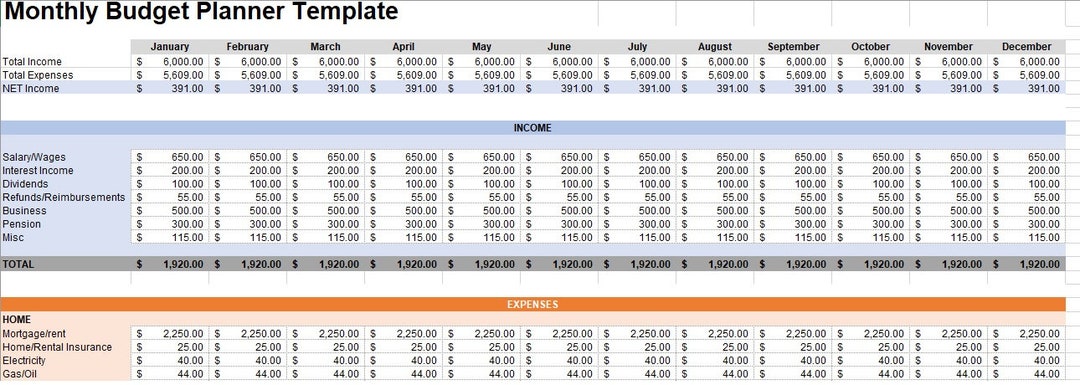 Editable Monthly Budget Planner, Monthly Budget Planner Template ...