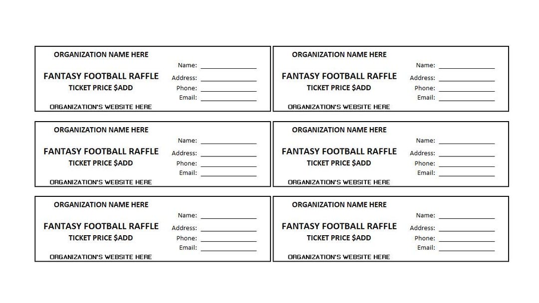 Editable Fantasy Football Raffle Ticket, Fantasy Football Raffle, Enter ...