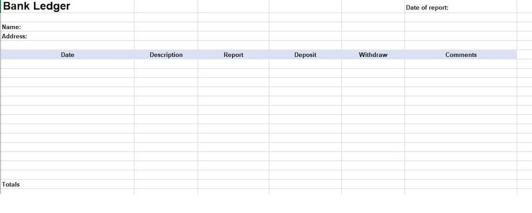 Banking Ledger, Banking Ledger Template, Bank Ledger, Bank Ledger ...