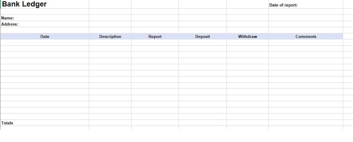 Banking Ledger, Banking Ledger Template, Bank Ledger, Bank Ledger ...