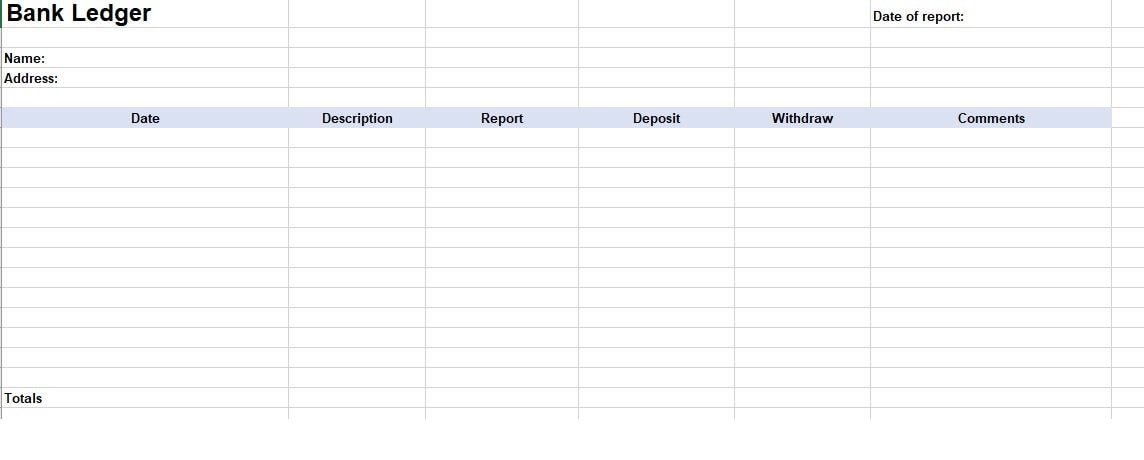 Banking Ledger, Banking Ledger Template, Bank Ledger, Bank Ledger ...