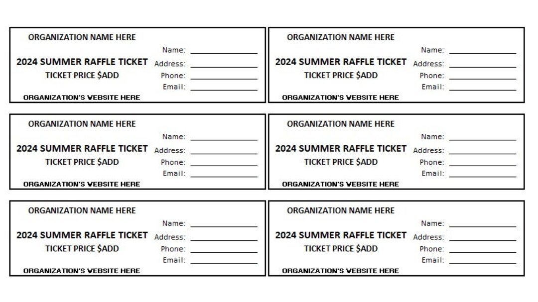 Editable Summer Raffle Ticket, Summer Raffle, Enter to Win Printable ...