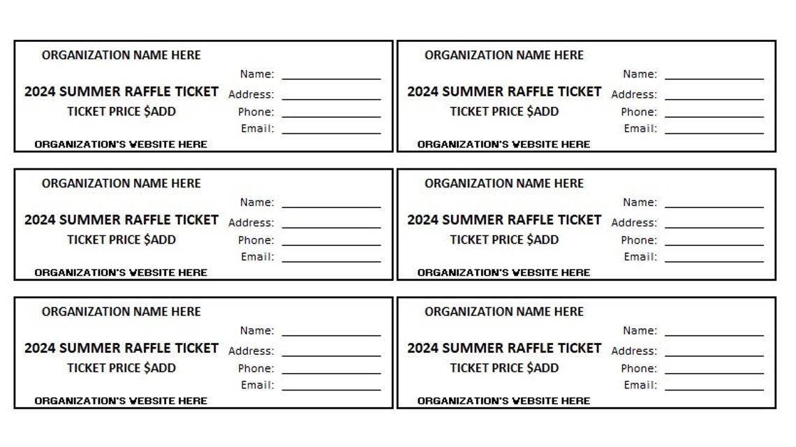 Editable Summer Raffle Ticket, Summer Raffle, Enter to Win Printable ...