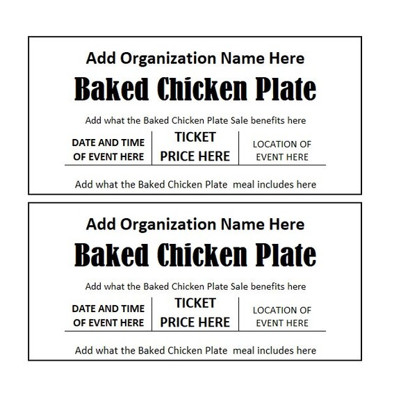Plate Sale Ticket Template - Etsy