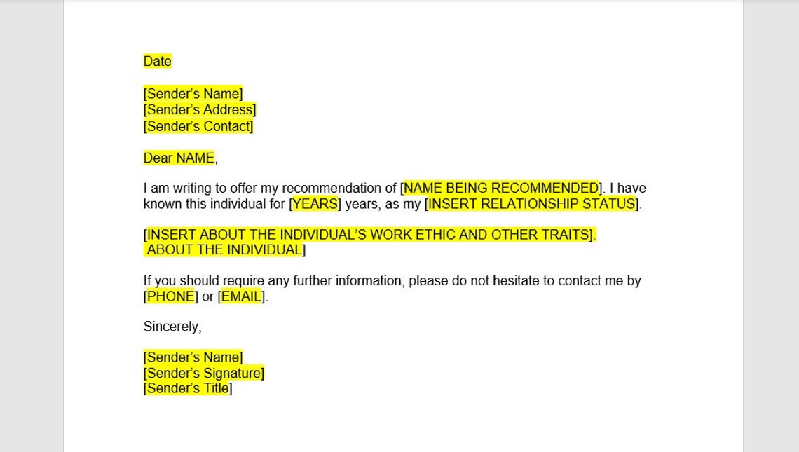 Immigration Reference Letter Template, Immigration Reference Letter ...