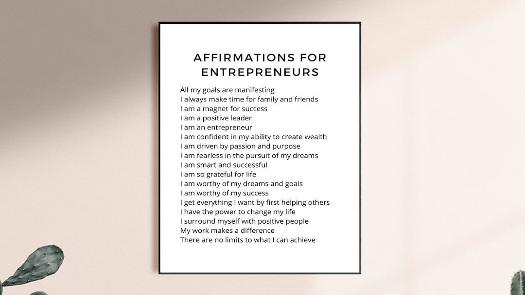 Affirmations for Entrepreneurs, Motivational Print, Inspirational Print ...
