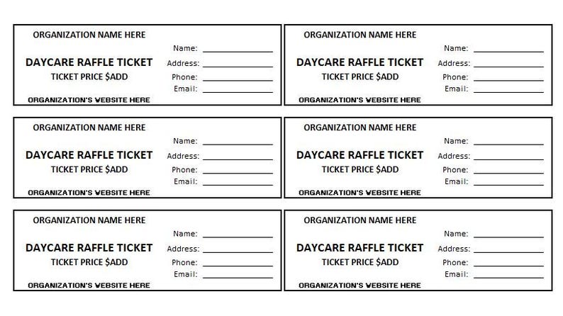 Editable Daycare Raffle Ticket, Daycare Raffle, Enter to Win Printable ...