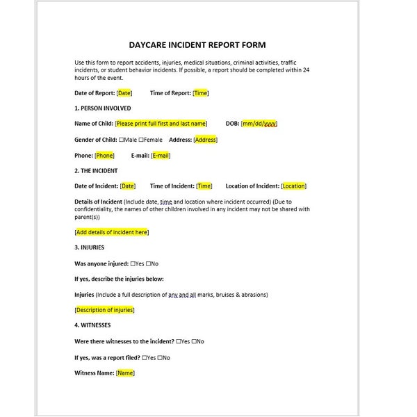 Incident Report Template Word - Etsy