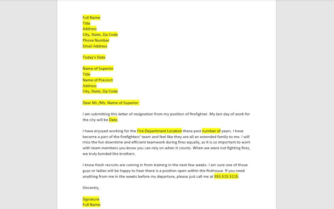 Firefighter Resignation Letter Resignation Letter Resignation firefighter-resignation-letter-resignation-letter-resignation