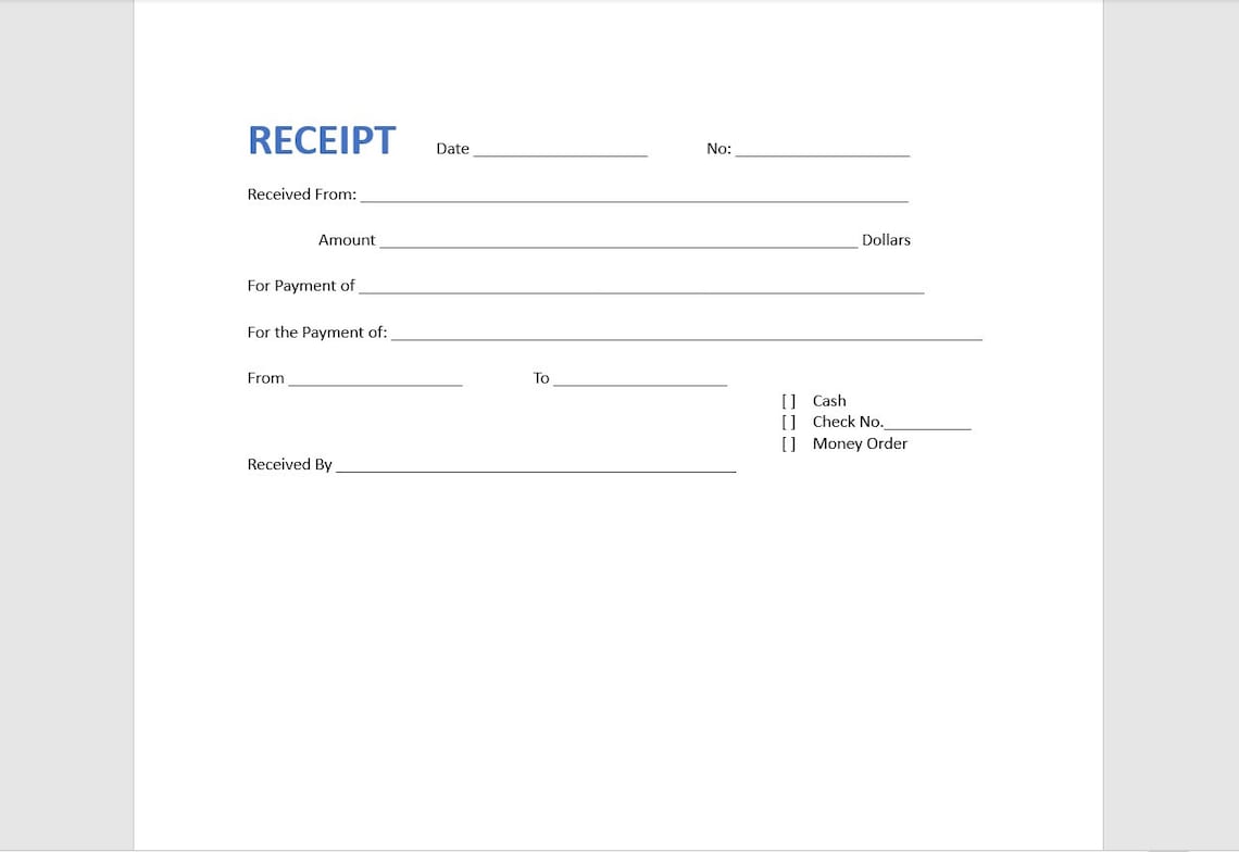 Cash Receipt Template, Receipt, Receipt Template, Word Template, Simple ...