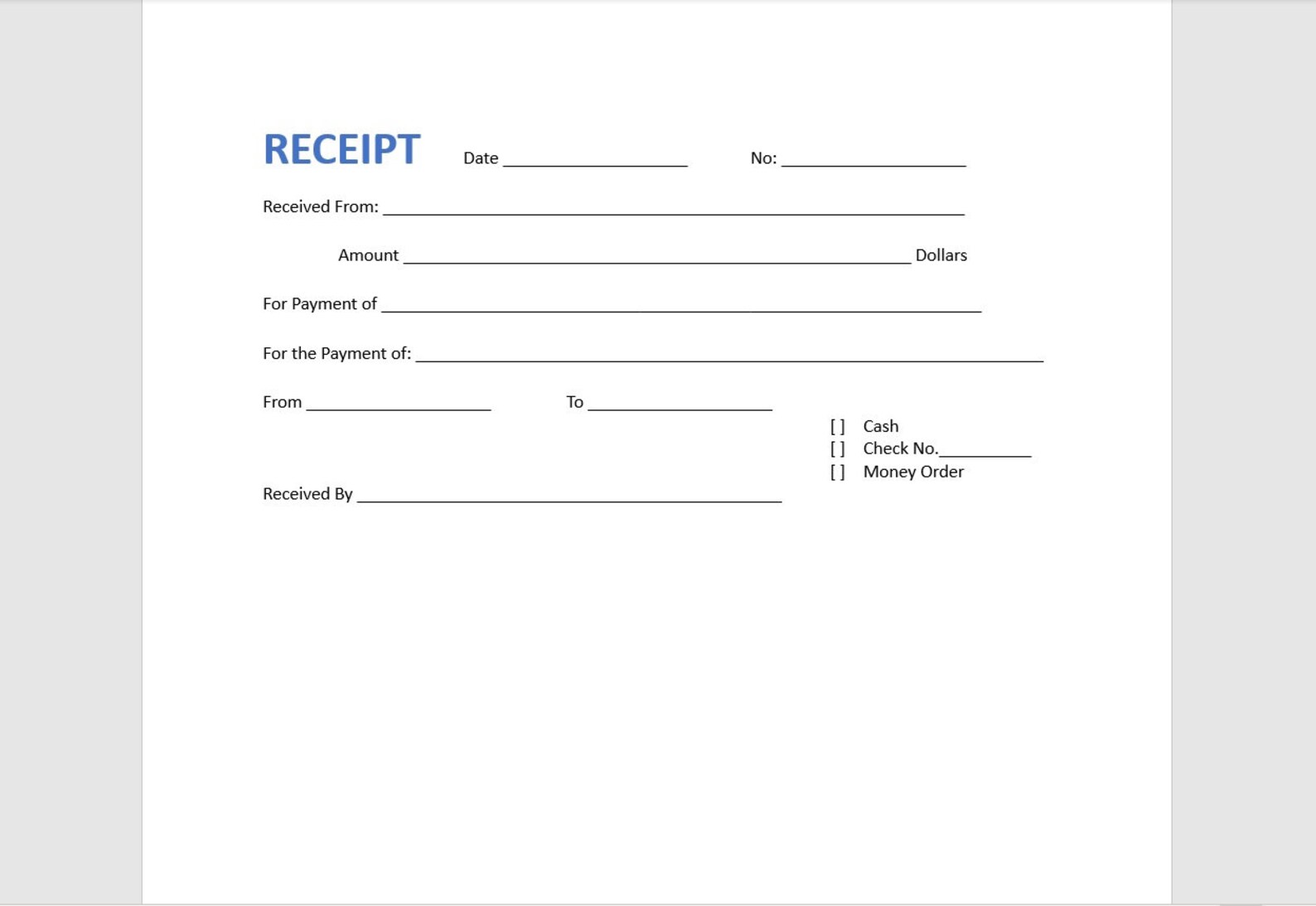 Cash Receipt Template, Receipt, Receipt Template, Word Template, Simple ...