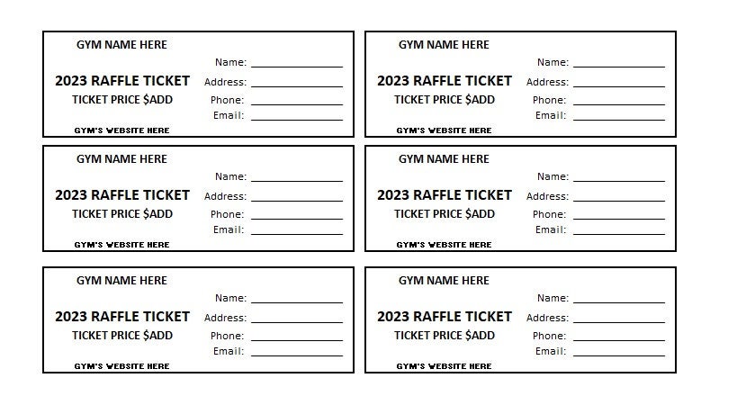 Editable Gym Printable Raffle Ticket, Enter to Win Printable Ticket ...