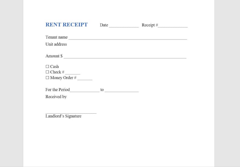 Rent Receipt Template, Rent Receipt, Receipt Template, Word Template ...