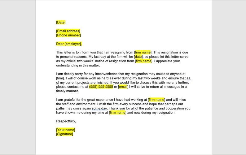 Attorney Resignation Letter Template, Resignation Letter, Resignation ...