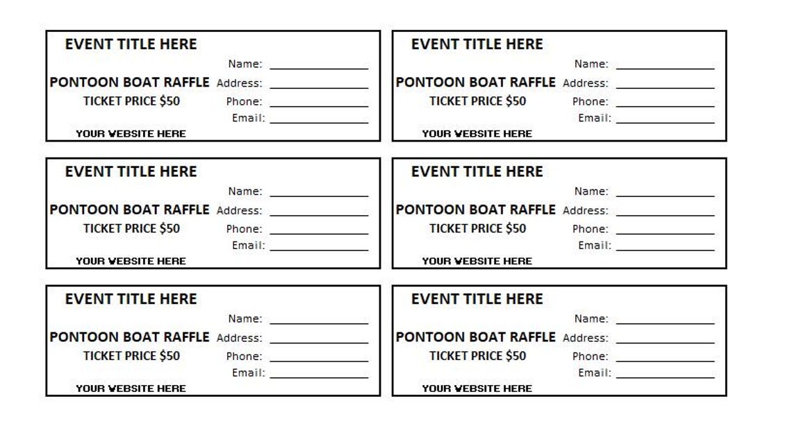 Editable Pontoon Boat Raffle Ticket, Enter to Win Printable Ticket ...