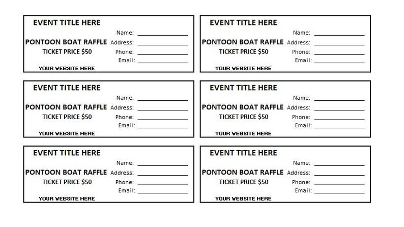 Editable Pontoon Boat Raffle Ticket, Enter to Win Printable Ticket ...