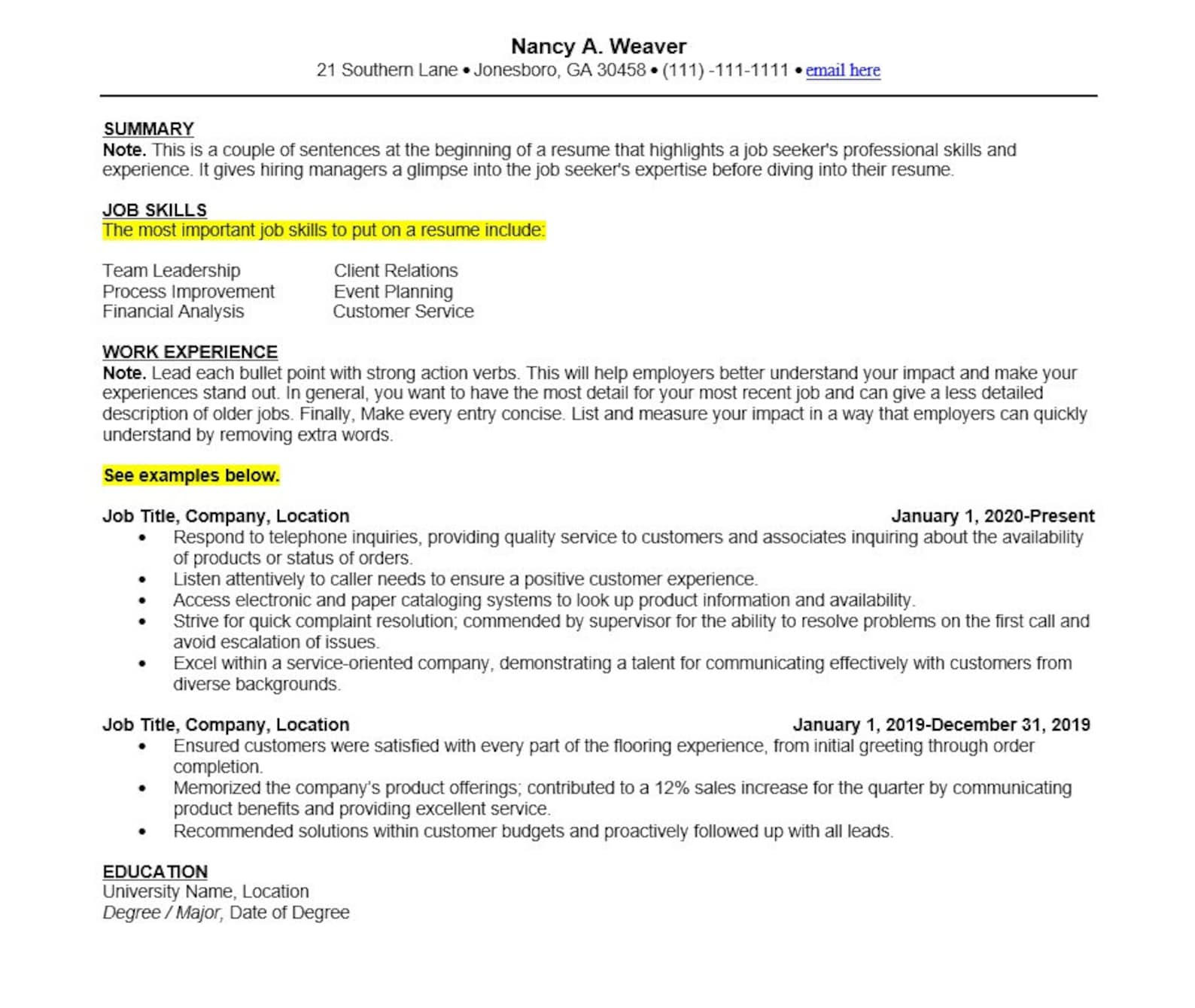 Customer Service Rep Resume, Customer Service Rep Template Word ...