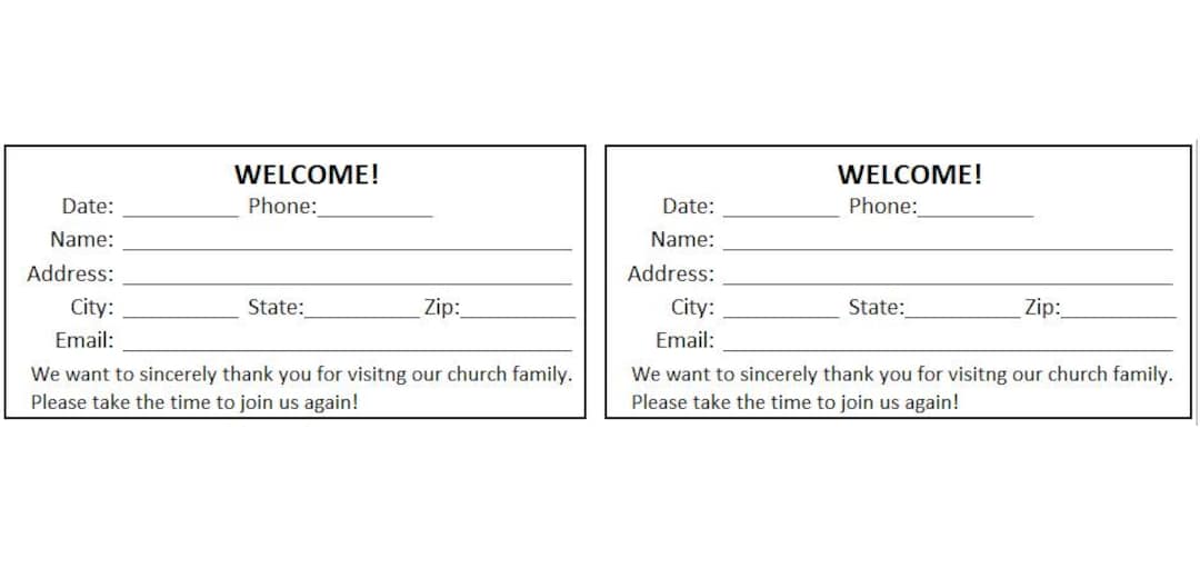 Editable Church Visitor Card Template, DIY Editable Church Visitor ...