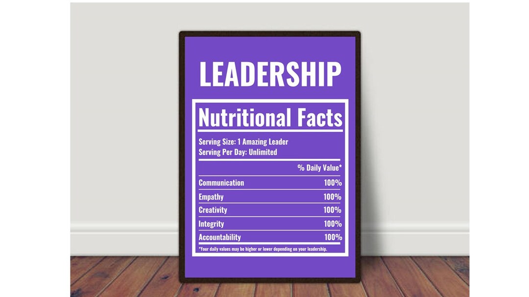 Leadership Nutritional Facts, Office Decor, Retirement Gift, Boss Gift ...
