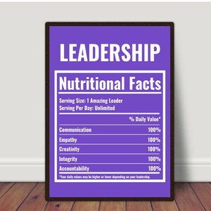 Leadership Nutritional Facts, Office Decor, Retirement Gift, Boss Gift ...