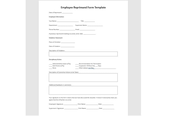 Employee Reprimand Form Template 50 Effective Letters Of Reprimand