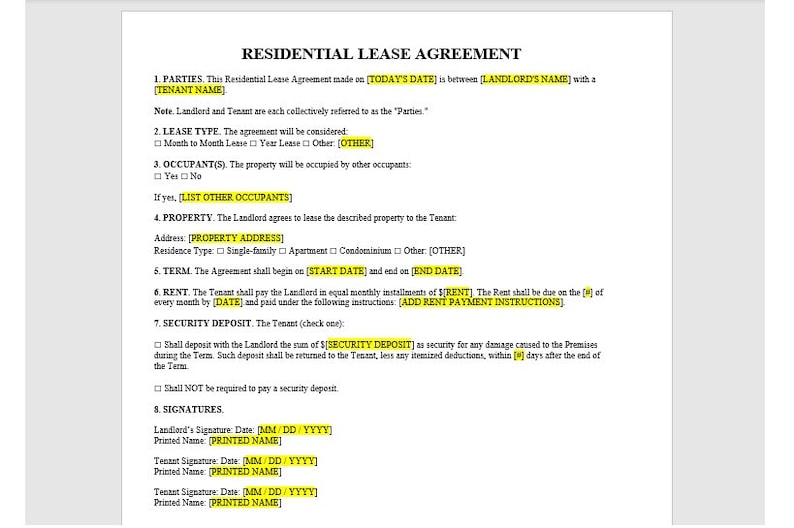 Residential Lease Agreement, Residential Lease Agreement Template ...