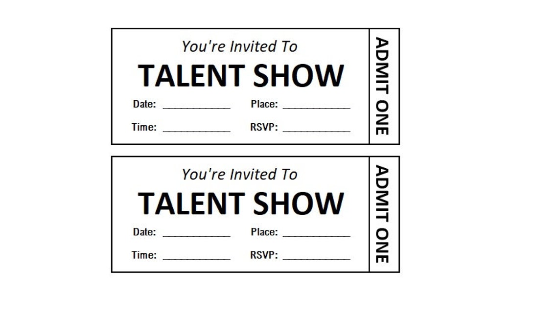 Editable Talent Show Event Ticket, Talent Show Ticket Printables ...