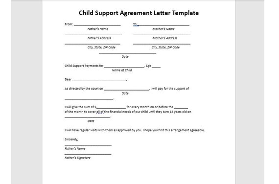 Sample Child Support Agreement Letter Template