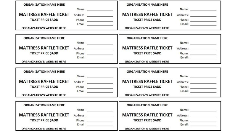 Editable Mattress Raffle Ticket, Mattress Raffle, Enter to Win ...