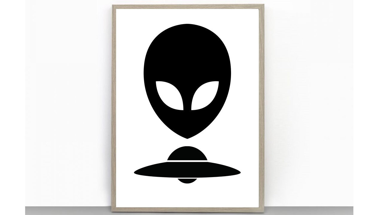 Silhouette UFO Art Printable, UFO Print Art, Ufo Invasion, Ufo Print ...