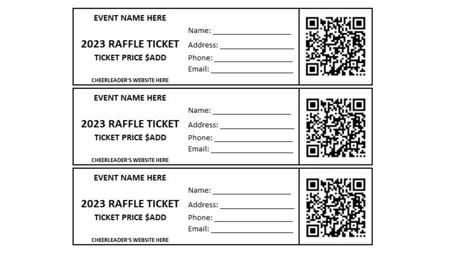 Editable Cheerleader Printable Raffle Ticket, Enter to Win Printable ...