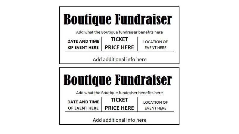 Fundraiser Ticket, Boutique Fundraiser Ticket, Boutique Fundraiser ...