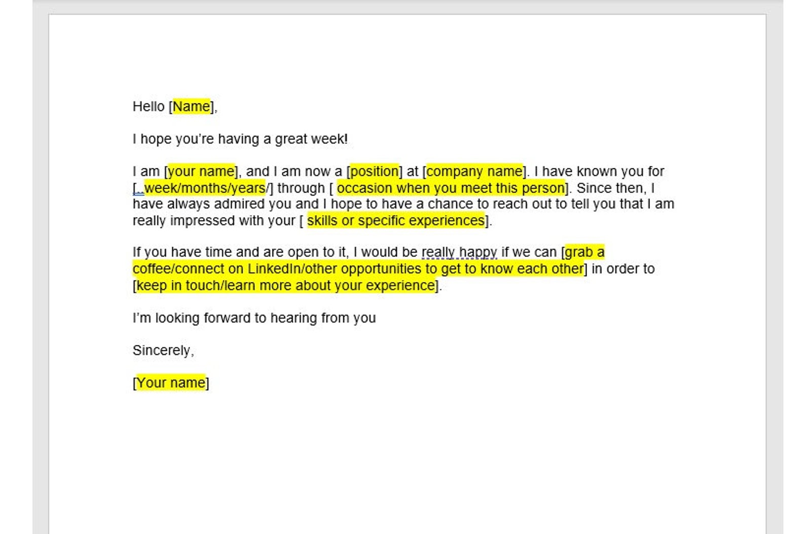 Networking Letter, Networking Template Letter, Networking Template ...