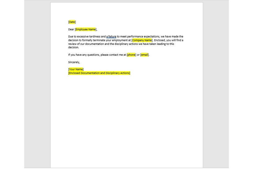 Termination Letter Template, Termination Letter for Tardiness ...
