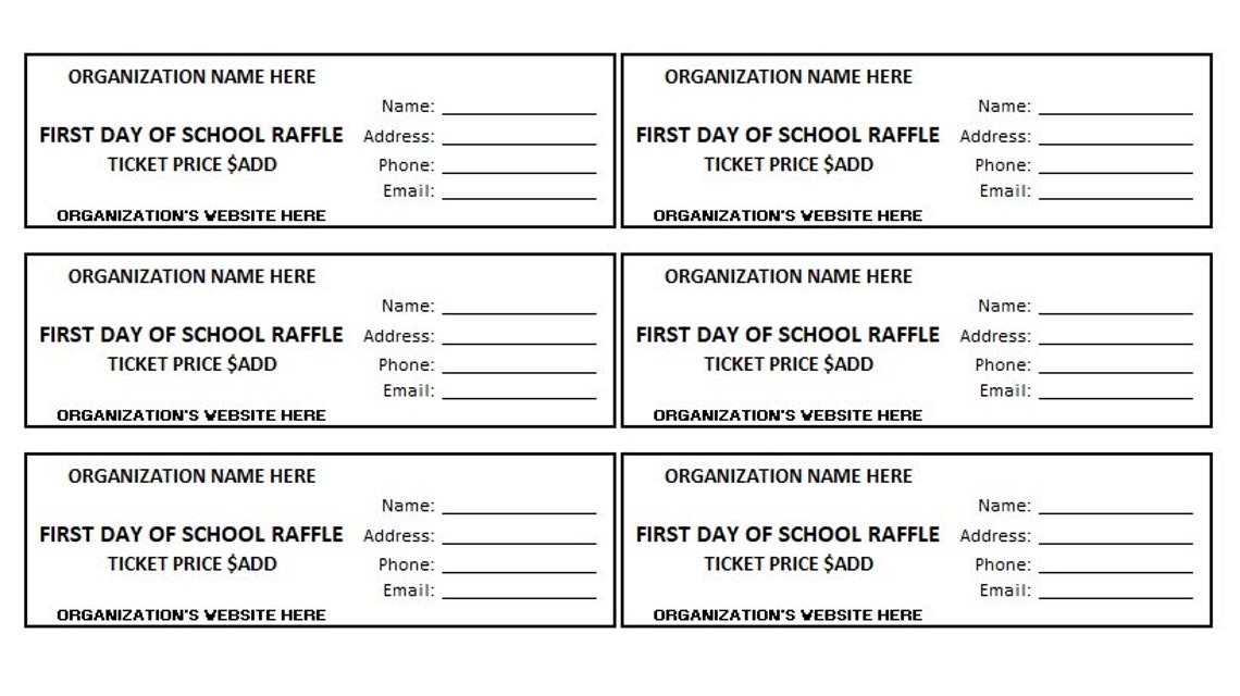 Editable First Day of School Raffle Ticket, First Day of School Raffle ...