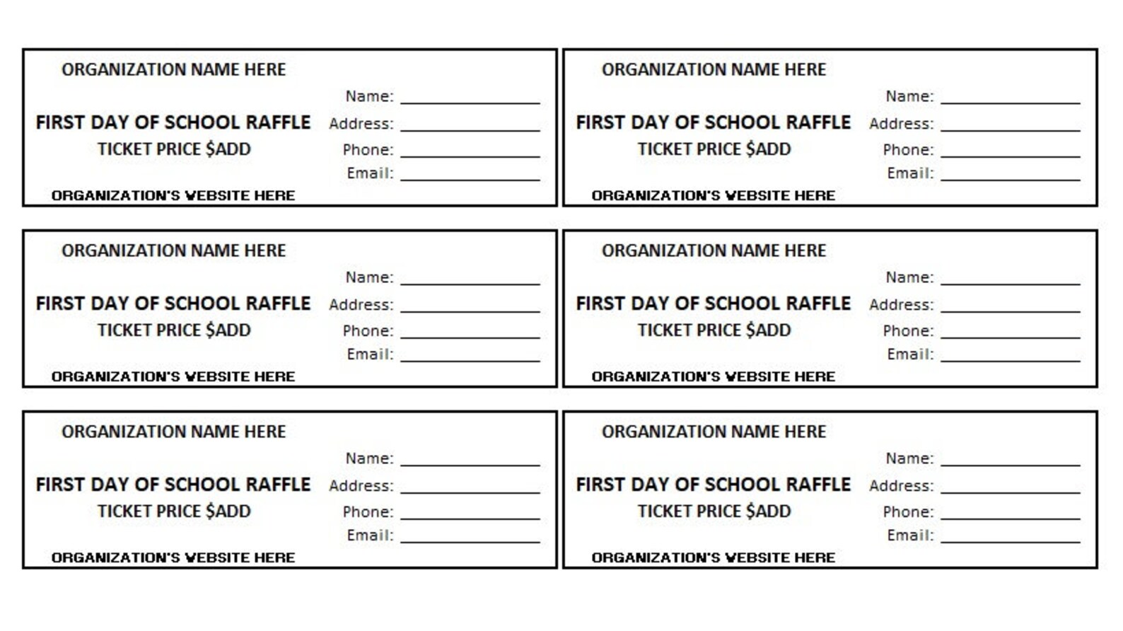 Editable First Day of School Raffle Ticket, First Day of School Raffle ...