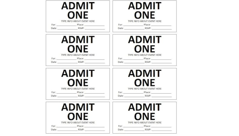 Printable Admission Ticket, Admission Ticket Template, Admit Ticket ...