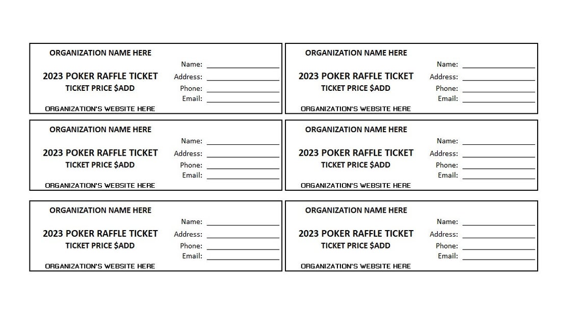 Editable Poker Raffle Ticket, Poker Raffle, Enter to Win Printable ...