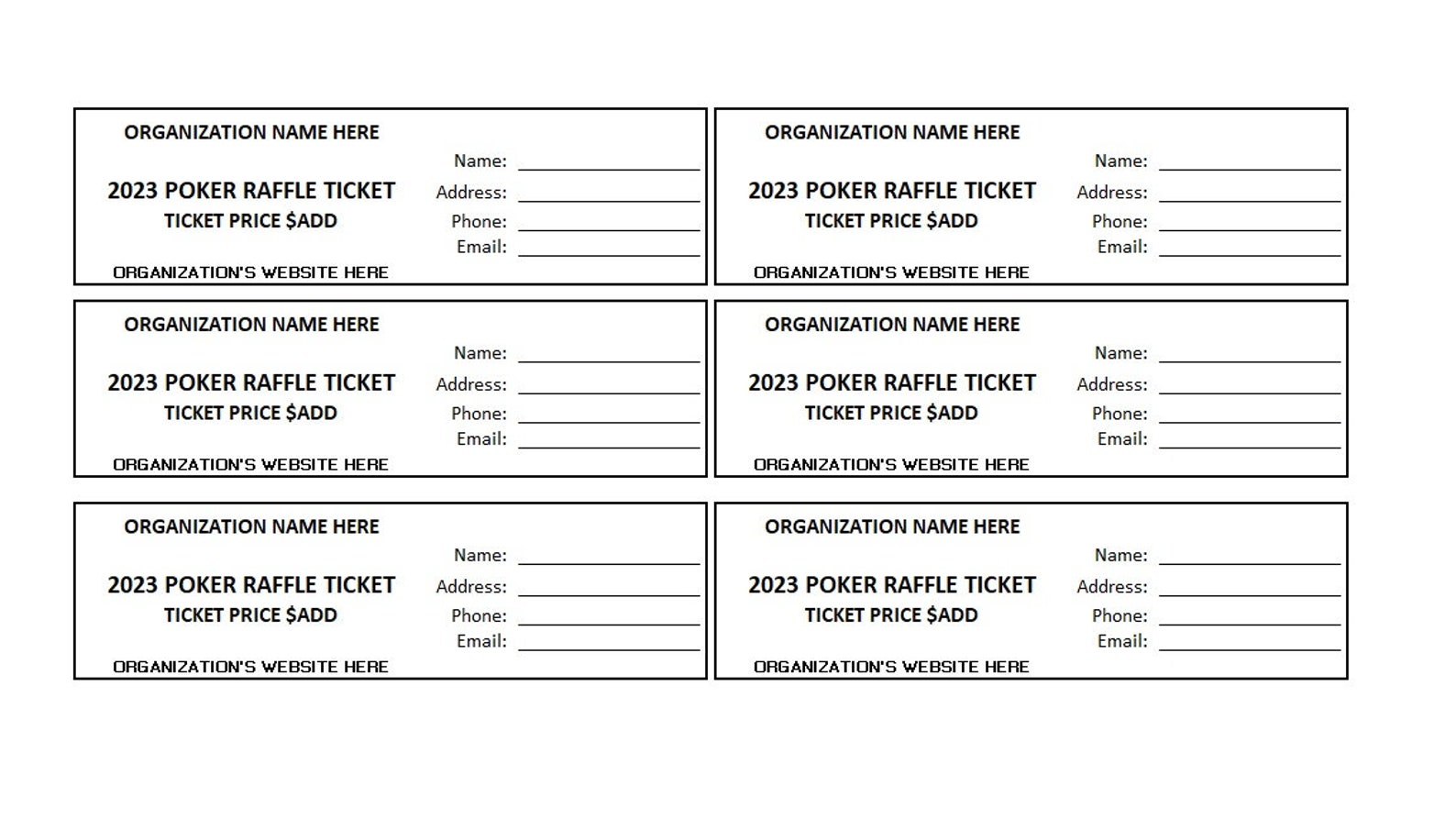 Editable Poker Raffle Ticket, Poker Raffle, Enter to Win Printable ...